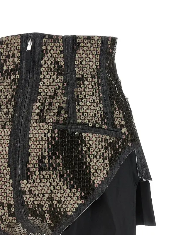 Rick Owens Dirt Cuoffs Sequined High-waisted Denim Shorts