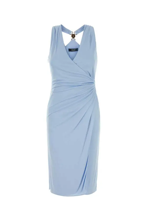 Versace Light Jersey Dress With Embellishment