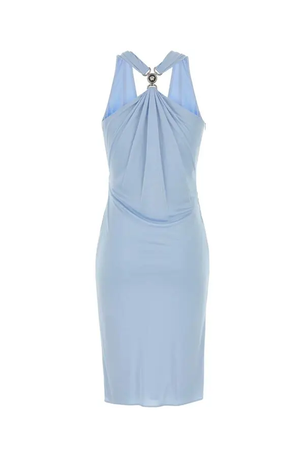 Versace Light Jersey Dress With Embellishment