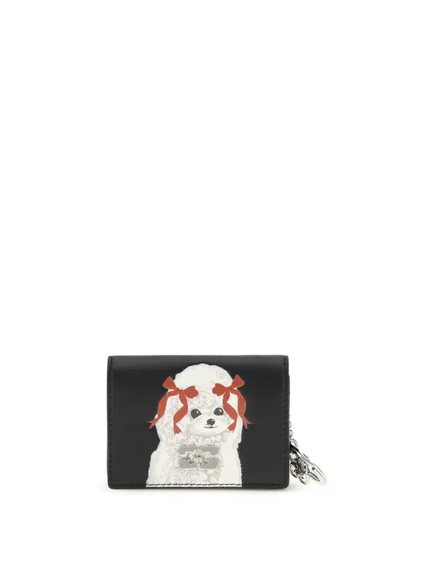 GANNI Poodle Print Card Holder - Black