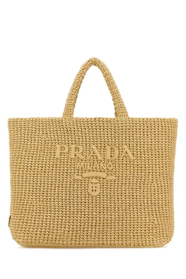 Prada Raffia Shopping Bag - Brown