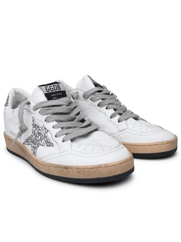 GOLDEN GOOSE Superstar Leather Sneakers With Glitter Star Detail - White
