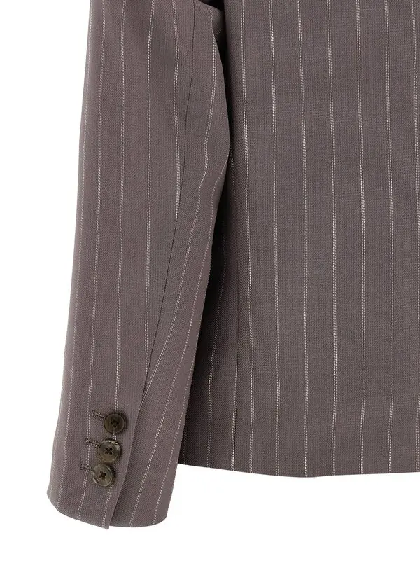 Dries Van Noten Bamis Pinstripe Wool Blazer - Gray
