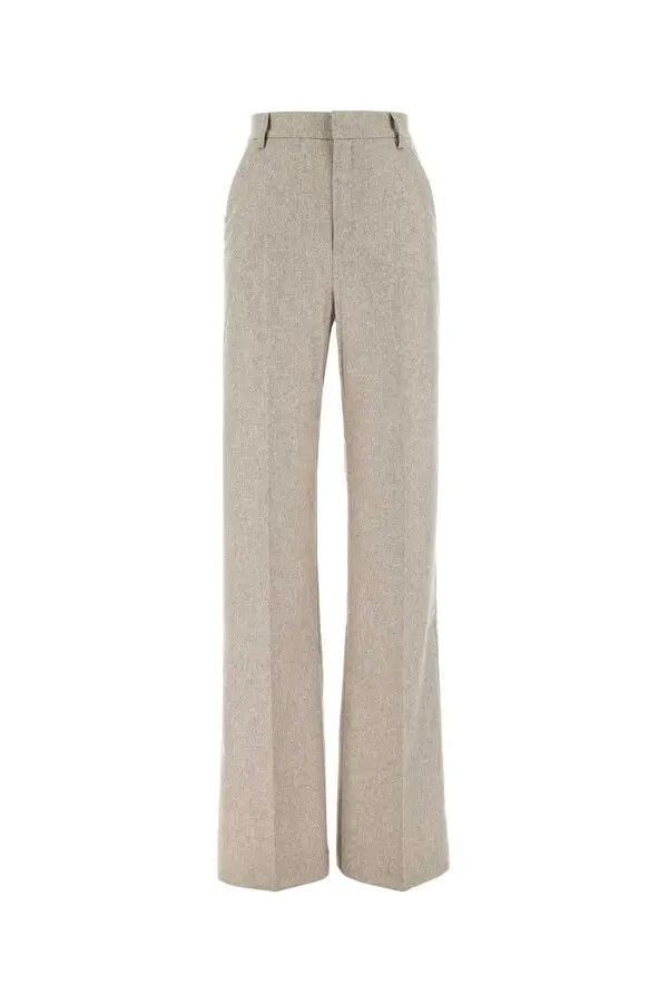 Andamane Melange Grey Stretch Wool Blend Pants - Gray