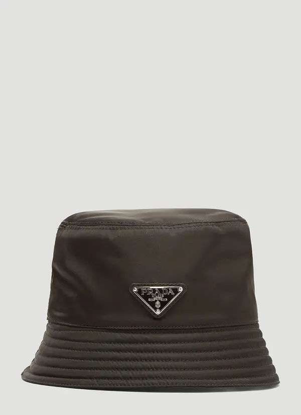 Prada Nylon Logo Bucket Hat - Black
