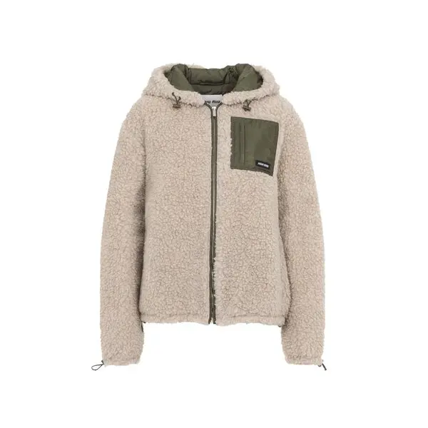 Miu Miu Wool Blouson Jacket With Drawstring Hood - Multicolor