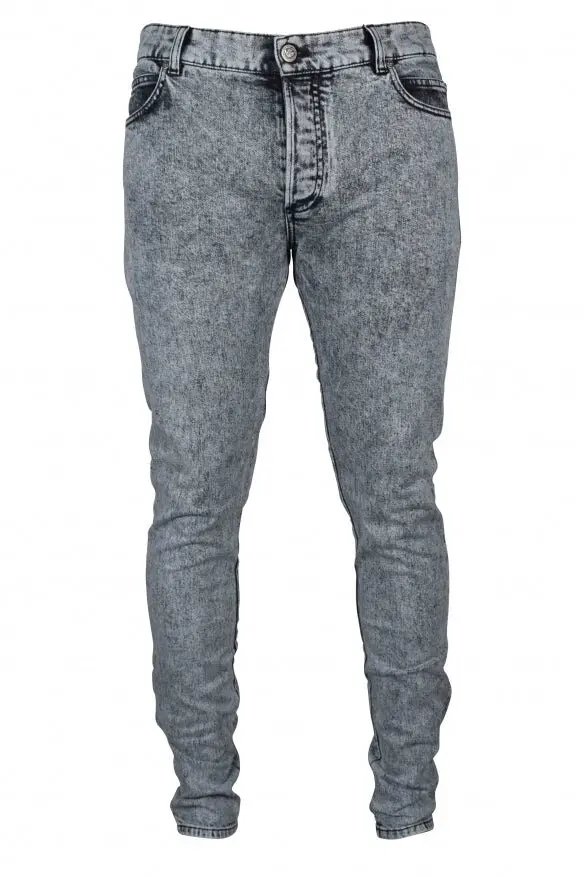Balmain Jeans With Logo Detail - Gray