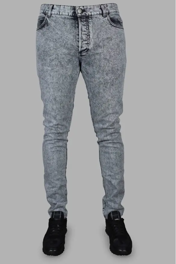 Balmain Jeans With Logo Detail - Gray