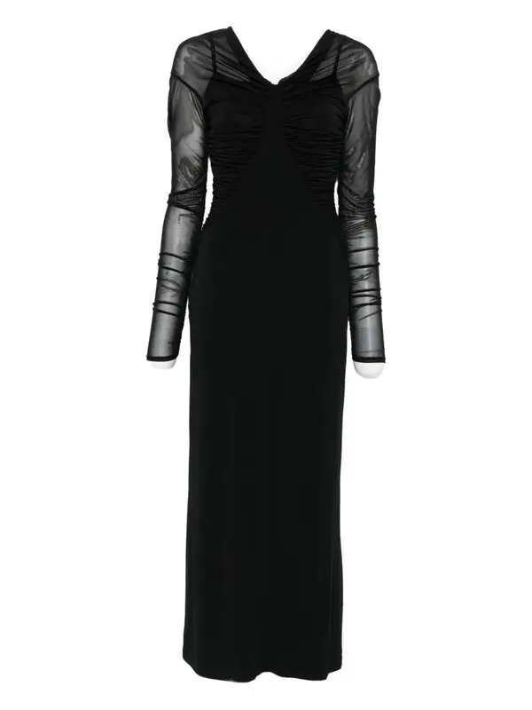 Max Mara Viscose Jersey Dress With Gathered Tulle Inserts