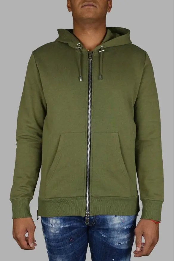 Balmain Khaki Cotton Zip-up Hooded Cardigan With Logo Detail - Yellow