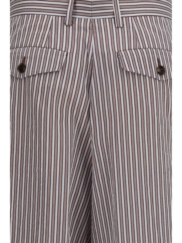 Dries Van Noten Striped Pleated Wide-leg Trousers - Brown