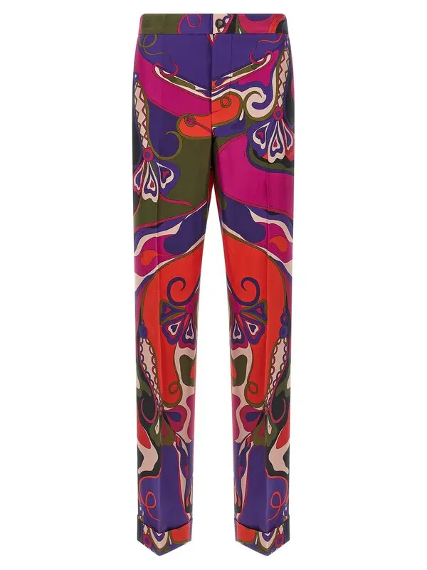 Emilio Pucci Patterned Silk Twill Trousers - Multicolor