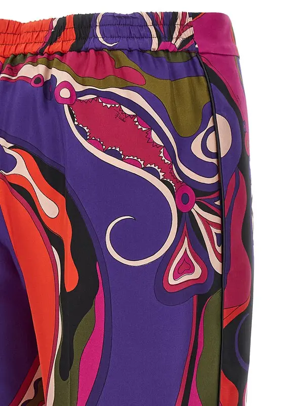 Emilio Pucci Patterned Silk Twill Trousers - Multicolor