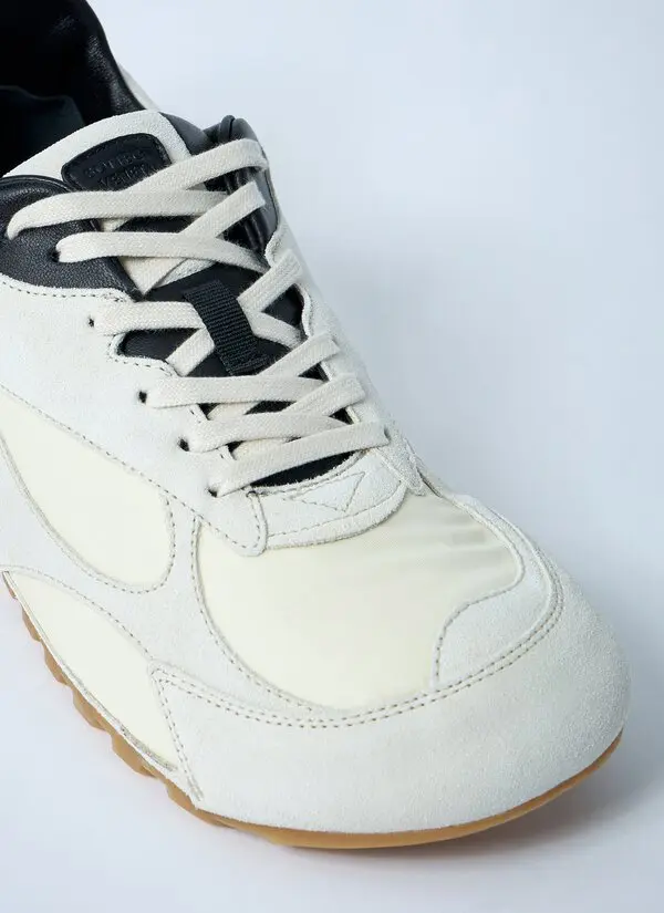 Bottega Veneta Orbit Flash Sneakers In Suede And Technical Fabrication - White