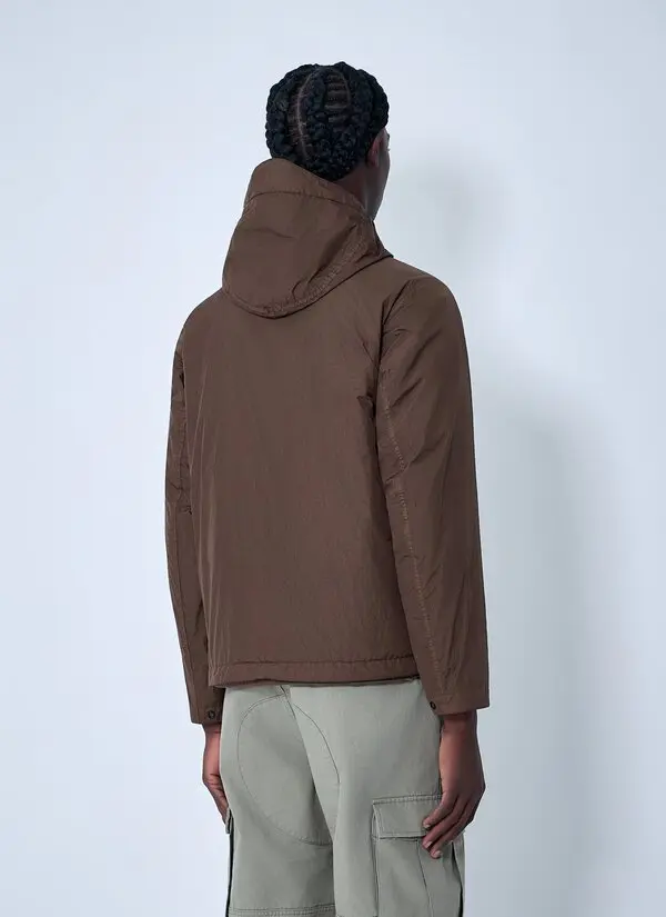 Stone Island Hooded Zip-up Lightweight Jacket With Logo Patch - Brown