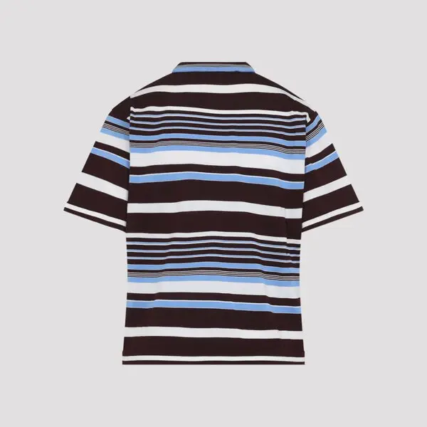 Prada Striped Cotton T-shirt With Logo Inlay