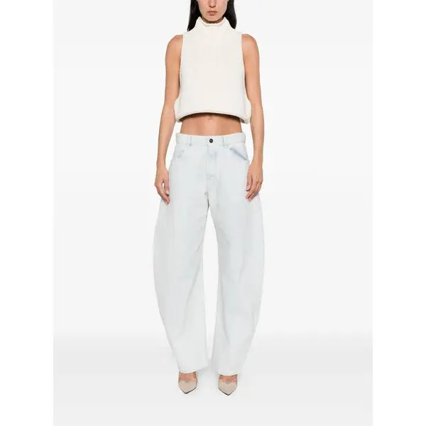 Alaïa Low Round Wide Leg Jeans - Blue