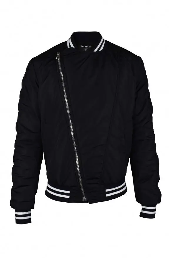 Balmain Nylon Bomber Jacket With Logo Detail