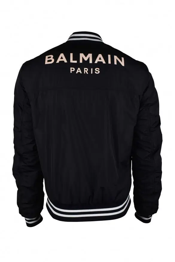 Balmain Nylon Bomber Jacket With Logo Detail
