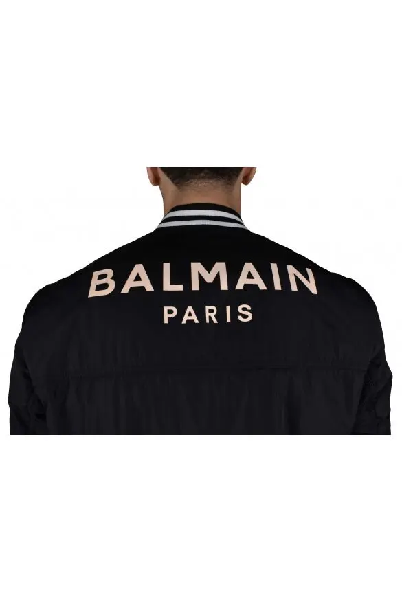 Balmain Nylon Bomber Jacket With Logo Detail