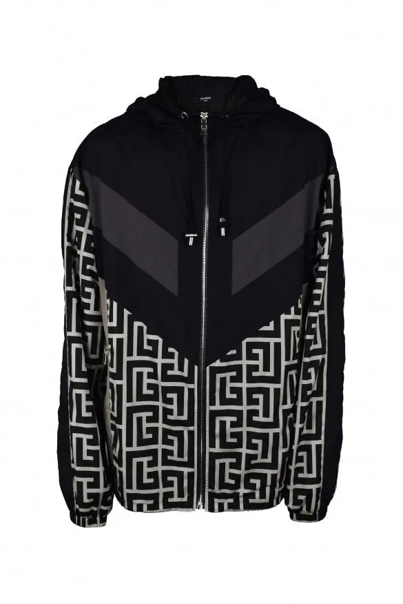 Balmain Nylon Bomber Jacket With Logo Detail - Black
