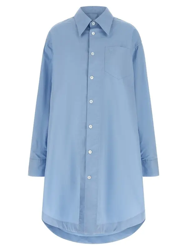 AMI Paris Cotton Poplin De Coeur' Shirt Dress - Blue