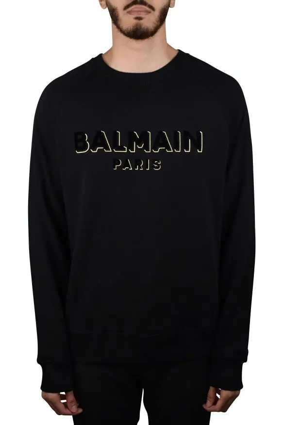 Balmain Cotton Sweatshirt With Velvet Logo