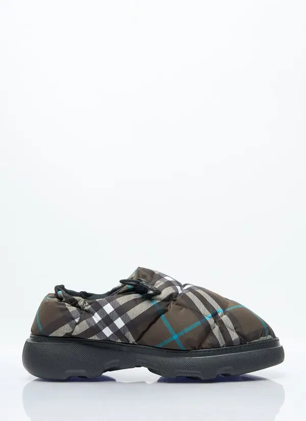 Burberry Check Nylon-blend Quilted Pillow Mules - Green