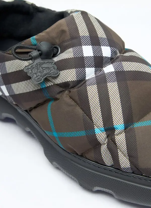 Burberry Check Nylon-blend Quilted Pillow Mules - Green