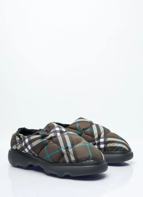 Burberry Check Nylon-blend Quilted Pillow Mules - Green