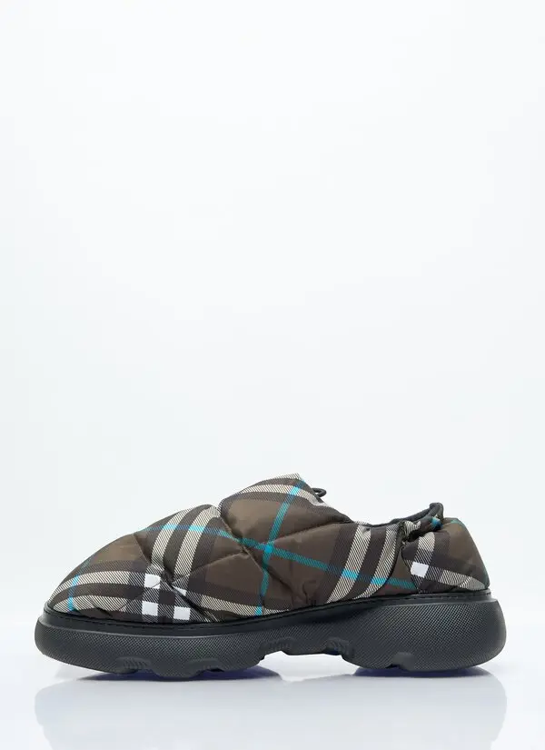 Burberry Check Nylon-blend Quilted Pillow Mules - Green