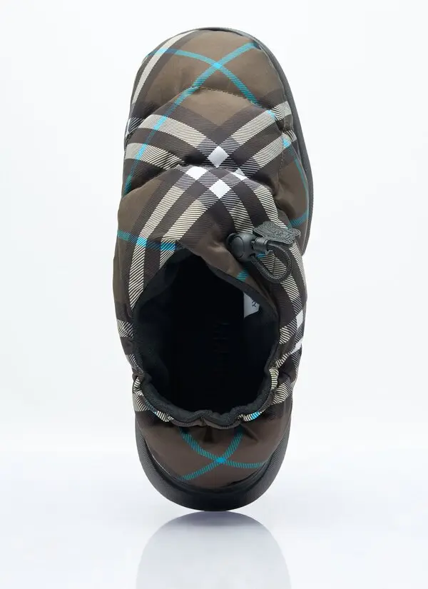 Burberry Check Nylon-blend Quilted Pillow Mules - Green