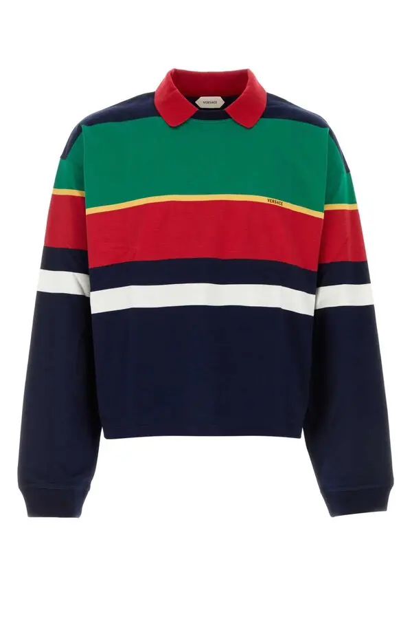 Versace Embroidered Cotton Polo Shirt