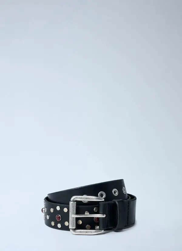 Our Legacy Vortext Belt Leather With Metal Detailing - Black