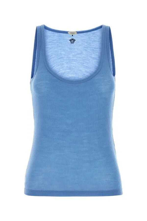 Versace Ribbed Wool Tank Top - Blue