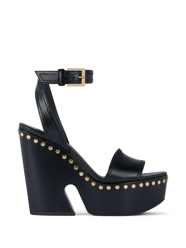 Givenchy Leather Platform Sandals With Stud Detail - Black