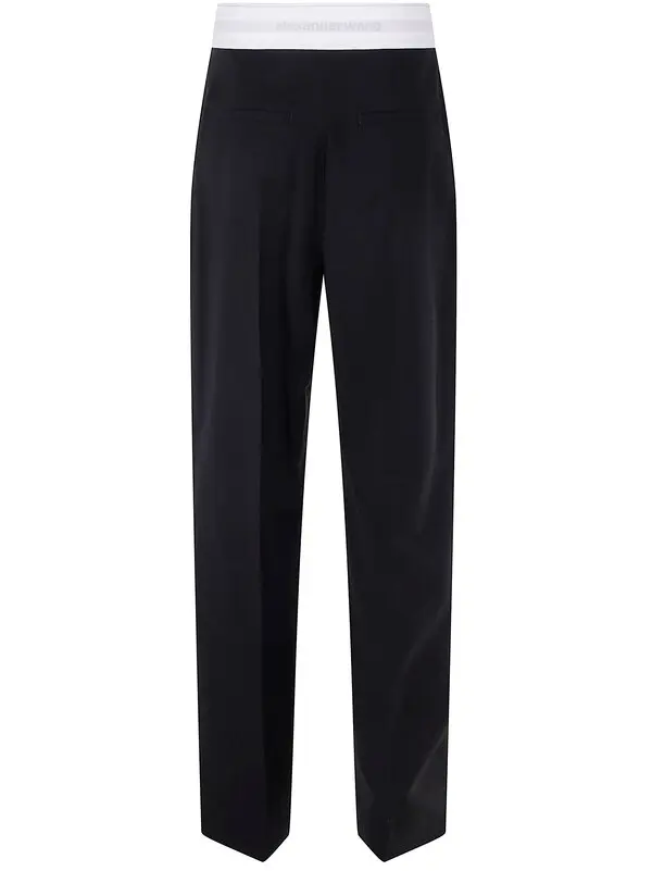 Alexander Wang High Waisted Pleated Trousers With Logo Elastic Waistband