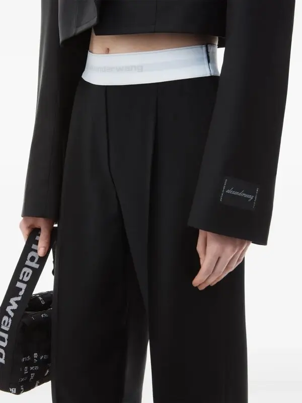 Alexander Wang High Waisted Pleated Trousers With Logo Elastic Waistband