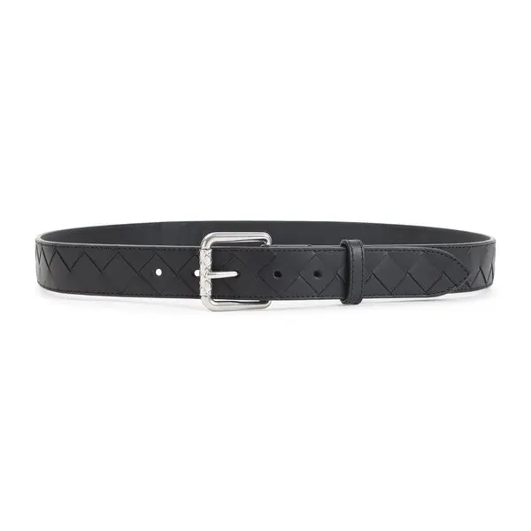 Bottega Veneta Intrecciato Leather Belt - Black