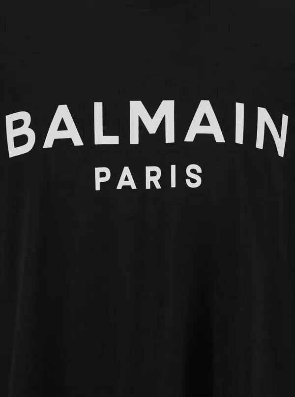 Balmain Crewneck T-shirt With Logo Lettering On The Front In Cotton - Black