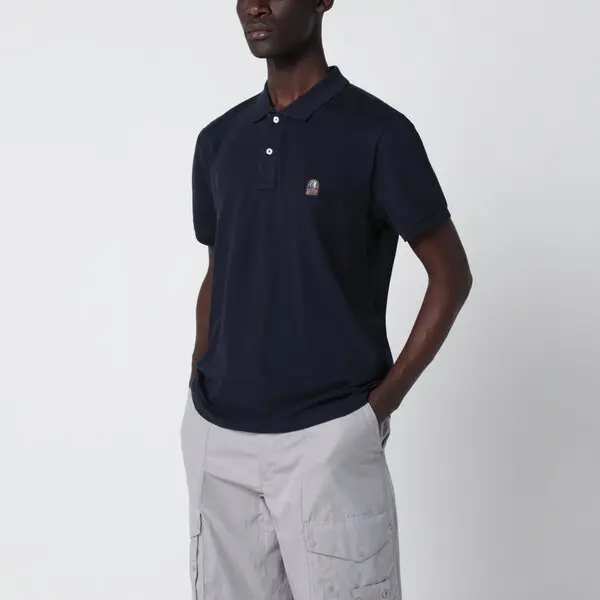 PARAJUMPERS Navy Polo Shirt With Logo Patch