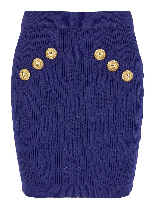 Balmain Jewel Button Ribbed Mini Skirt - Multicolor