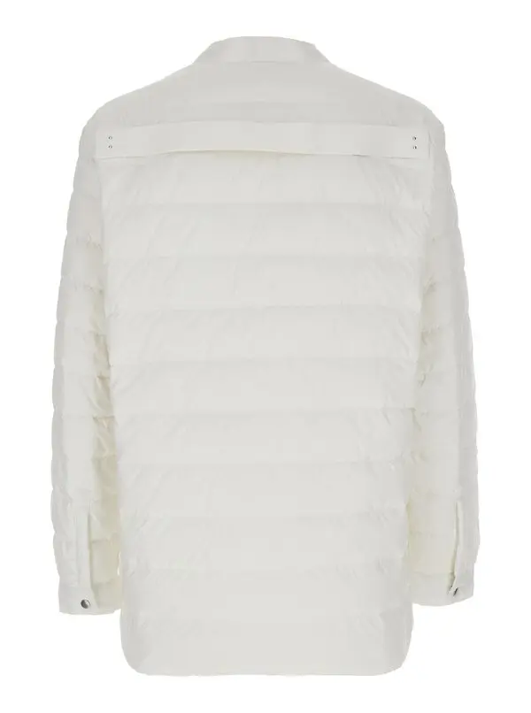 RICK OWENS X MONCLER White Down Jacket With Logo Patch