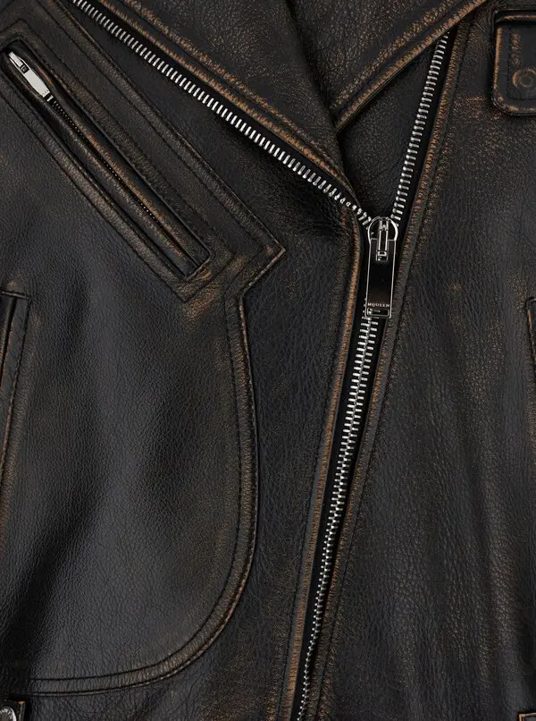 Alexander McQueen Leather Biker Jacket - Multicolor