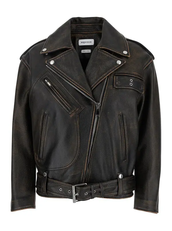 Alexander McQueen Leather Biker Jacket - Multicolor
