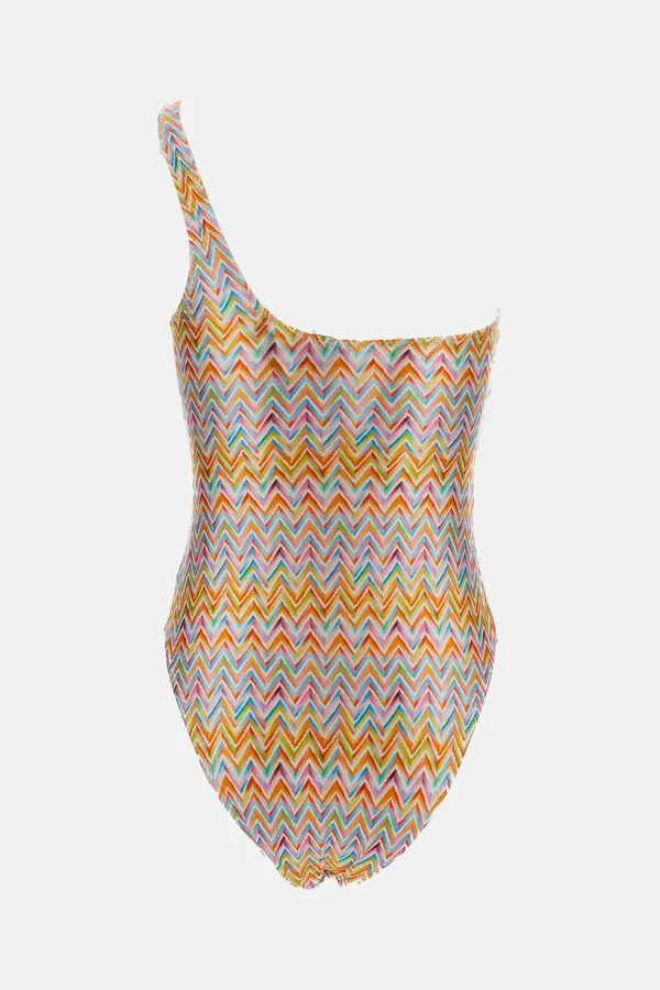 Missoni One-shoulder One-piece Swimsuit With Iconic Zigzag Pattern