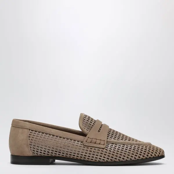 Brunello Cucinelli Sparkling Net Leather Loafers - Brown