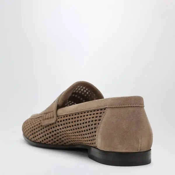 Brunello Cucinelli Sparkling Net Leather Loafers - Brown