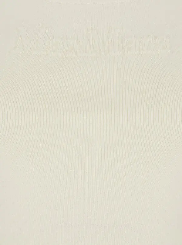 Max Mara Viscose Blend Sleeveless Top With Tonal Logo Embroidery