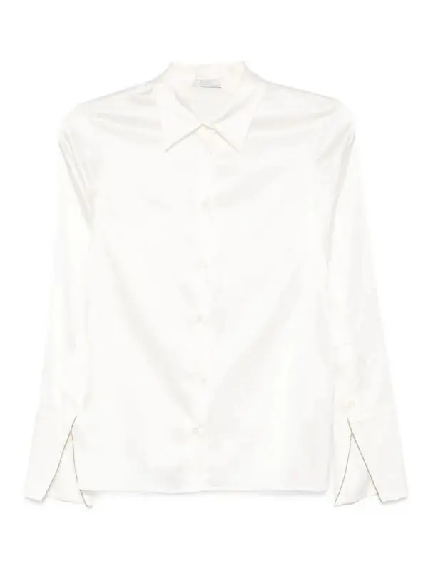 Peserico Silk Satin Long-sleeve Shirt